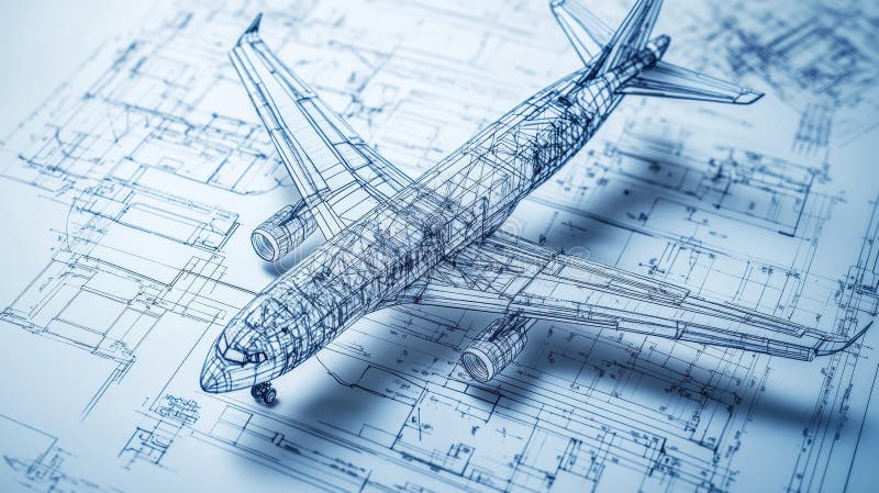 Detailed Technical Blueprints Showcasing Design Modern Airplane ...