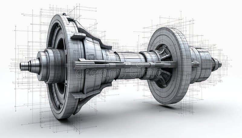Detailed Technical Drawing of Automotive Differential. Mechanical ...