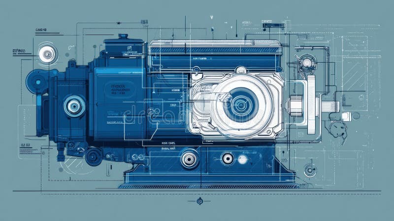 Detailed Technical Drawing of a Motor Showcasing Design Elements and Engineering Specifications ...