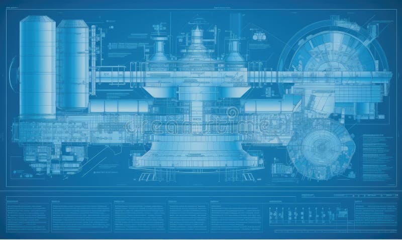 Detailed Technical Drawing of Nuclear Power Plant Showcased in a ...