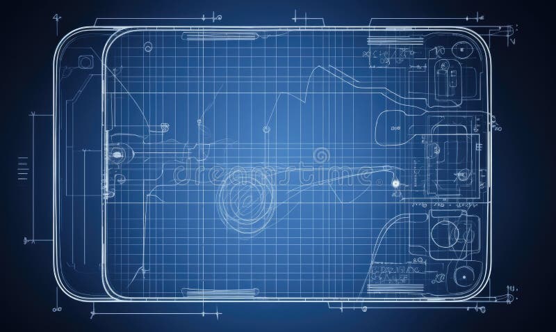 Detailed Technical Drawing of a Phone Depicted in a Blueprint Creating ...