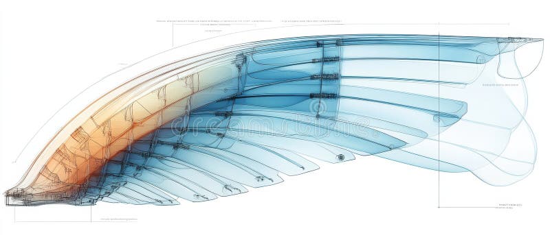 Detailed Technical Drawing of a Ship Hull Design with Transparency ...