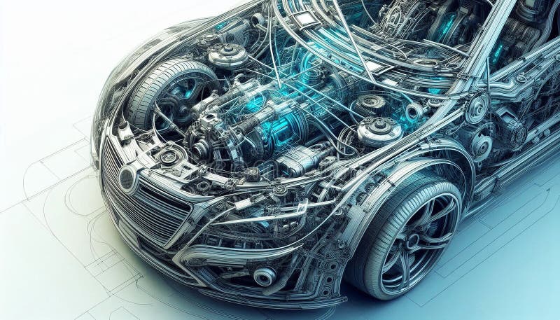 Detailed Technical Illustration of Car Mechanics Stock Illustration ...