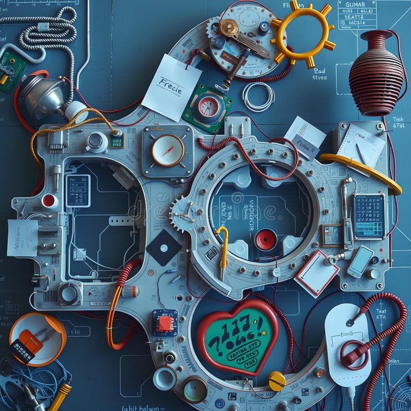 Retro Mechanical Heart Control Panel Stock Image - Image of digital ...