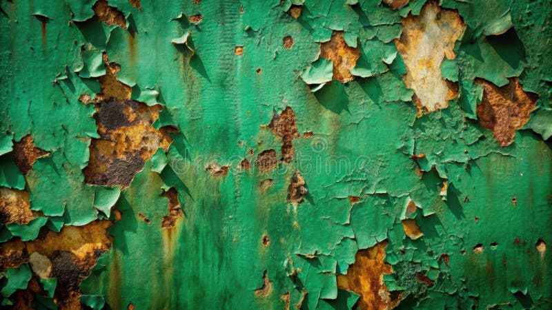 Detailed Texture of Aged Green Paint Flaking and Rusting on Metal ...