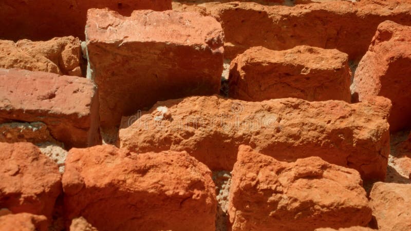 Close-up View of Rustic Red Brick Wall Stock Video - Video of masonry ...