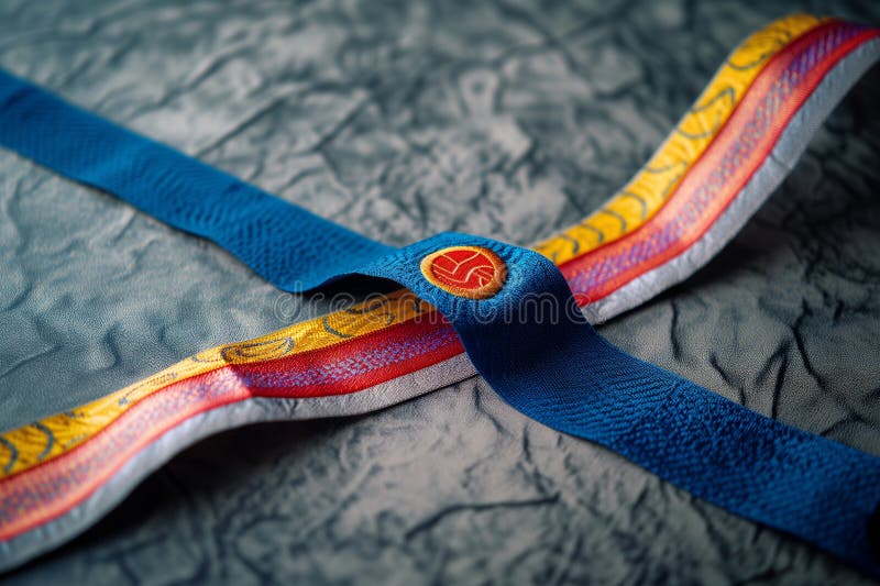 Detailed Texture of an Award Ribbon with Logo Stock Image - Image of ...
