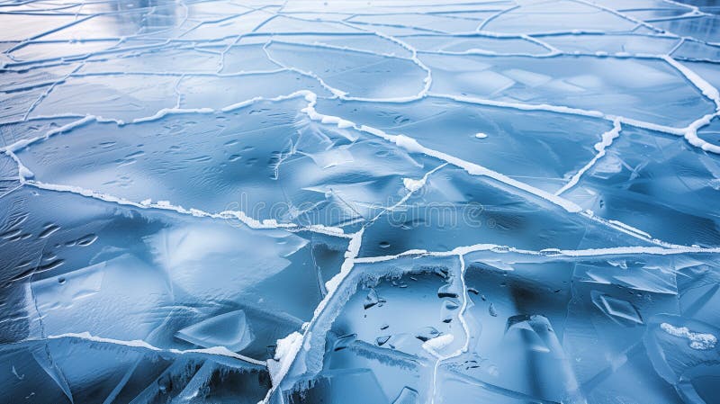 Detailed Texture Background of Thin Clear Ice Surface with Blue Icy ...