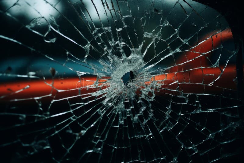 Detailed Texture of a Broken Window after an Impact Against a ...