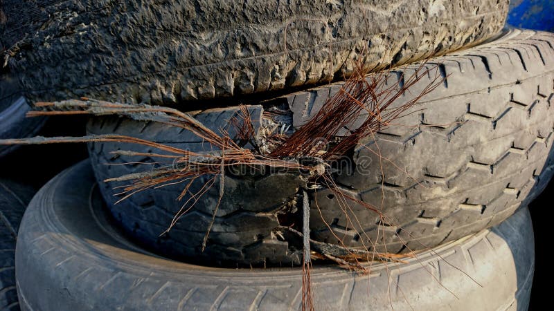 Detailed Texture of the Damaged Car Wheels Stock Image - Image of fiber ...