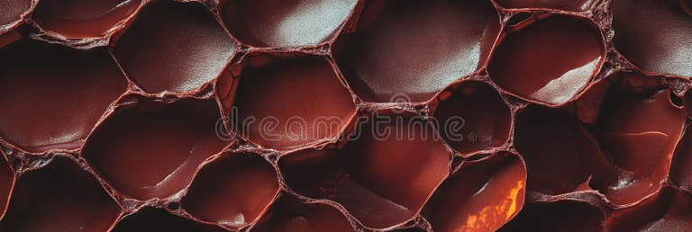 Detailed Texture of Dark Brown Cone Wafer with Embossed Hexagonal ...