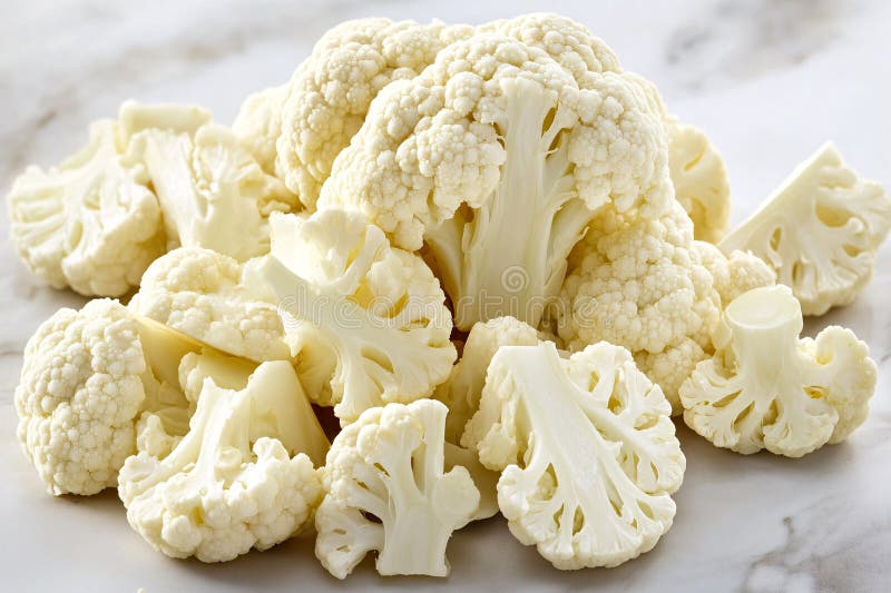 Detailed Texture of Freshly Cut Cauliflower Florets Under Natural Light, Generated AI Stock ...