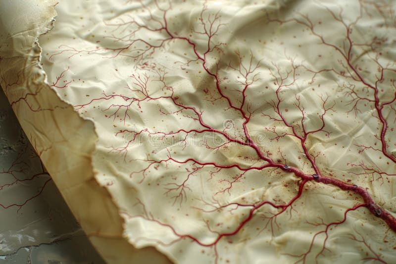 Detailed Texture of a Thin Translucent Material with Red Vein Like ...