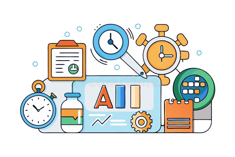 Detailed Time Management Infographic with Clocks, Gears, and Data ...
