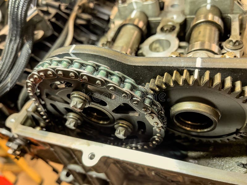 Detailed Timing Chain Car Engine Stock Photo - Image of automotive ...