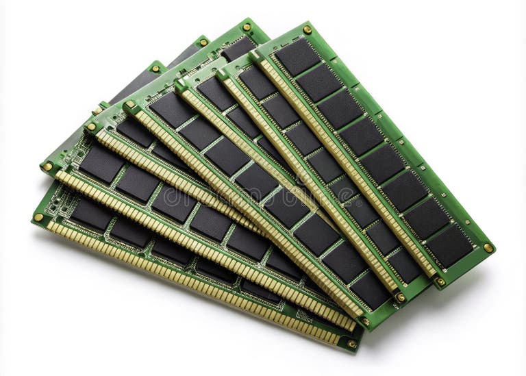 Detailed TopDown View of Isolated Computer Memory Chips and RAM Modules ...