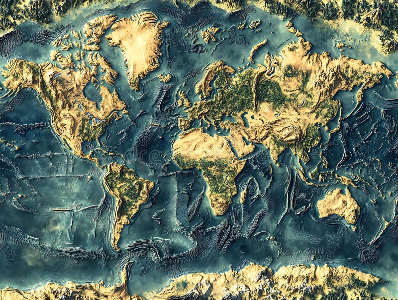 Detailed Topographic Map of Earth with Intricate Relief Stock ...
