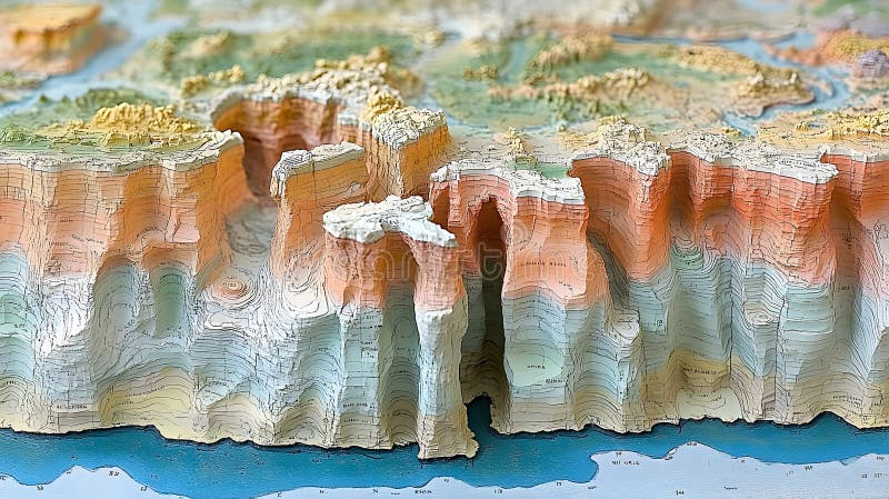 3D Topographic Model stock illustration. Illustration of elevation - 380054835