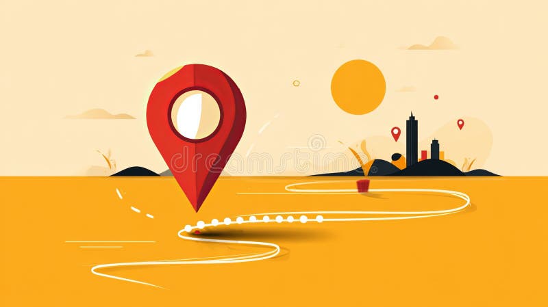 Detailed Topographic Map with Red Marker - Exploration Concept Stock ...