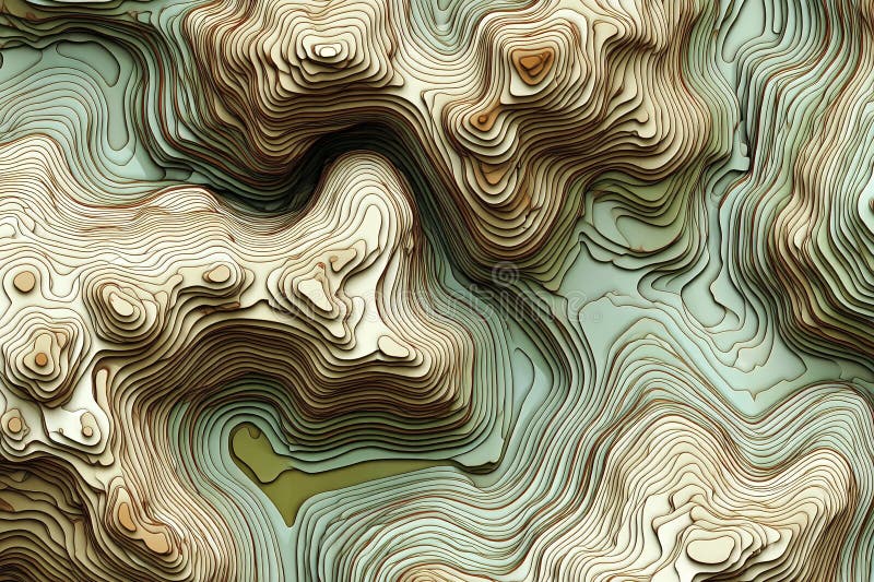 Detailed Topographic Map Showing Intricate Landforms with Layered ...