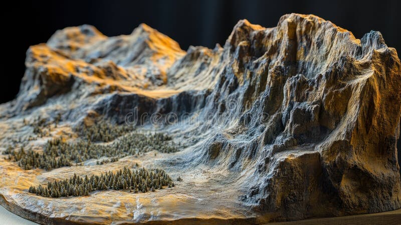 A Detailed Topographical Model of Mountains with a Forested Area Stock ...