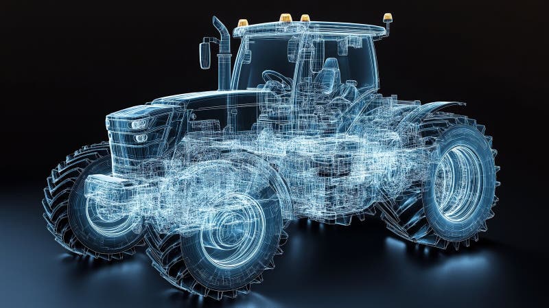 Detailed Transparent Illustration of a Tractor Showcasing Its Internal ...