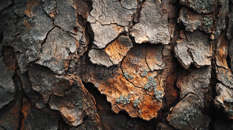 Detailed Tree Bark Texture with Deep Cracks and Earthy Tones Stock ...