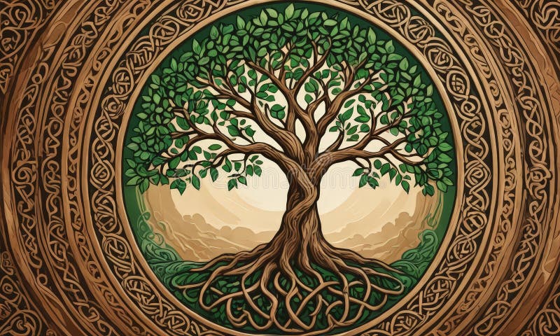 Detailed Tree with Large Trunk and Numerous Branches, Encased within ...