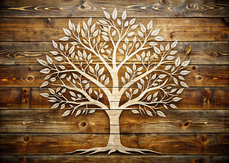 Detailed Tree Stencil Design: Intricate Branches, Leafy Canopy, and ...