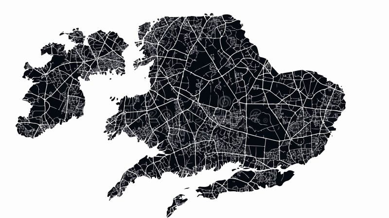 Detailed UK Counties Monochrome Map Vector Art Illustration Stock ...