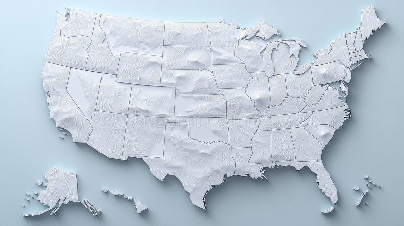 Detailed United States Map with International Context for Educational ...