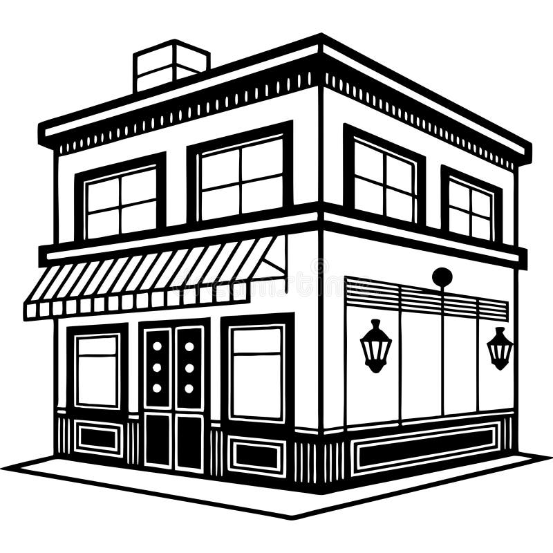 Detailed Vector Illustration of a Charming Corner Storefront Design for ...