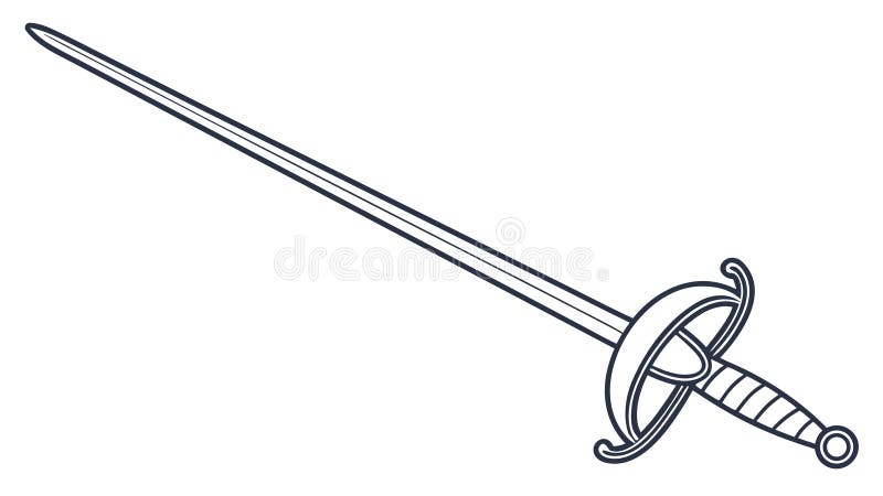 Classic Rapier Sword, Dueling and Historical Weaponry, Vector Design ...