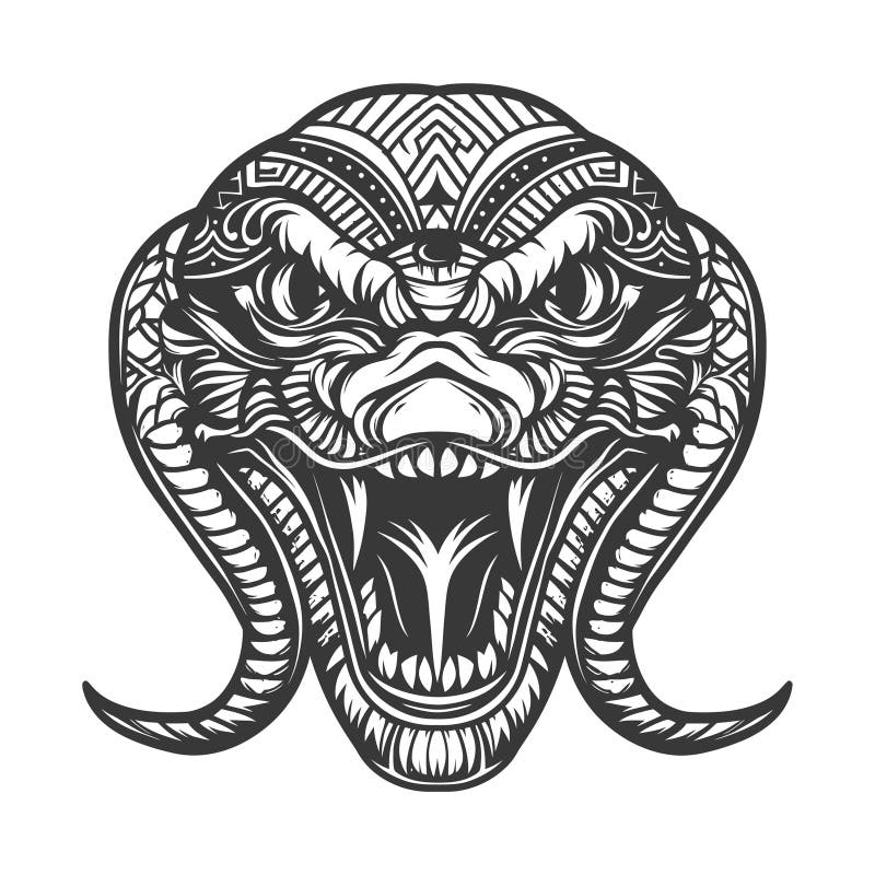 Intricate Cobra Head with Tribal Design, Vector Illustration Stock ...