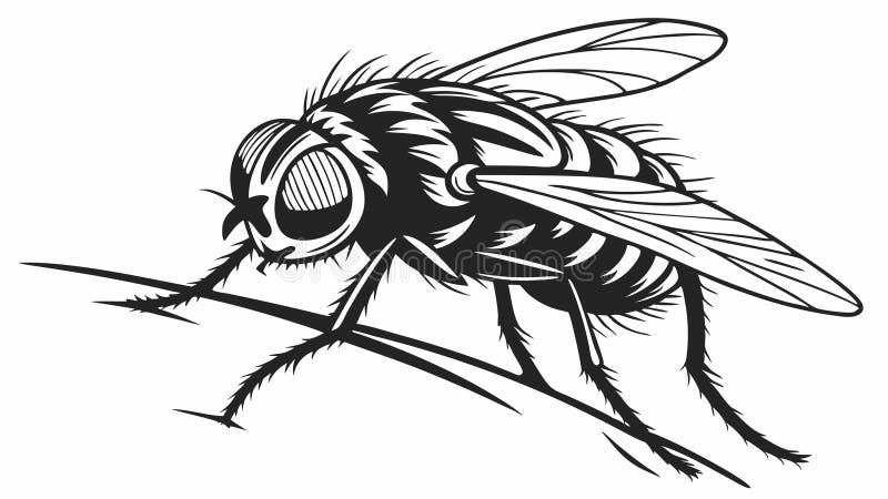 Detailed Housefly Insect Close Up Nature Illustration Vector Design ...