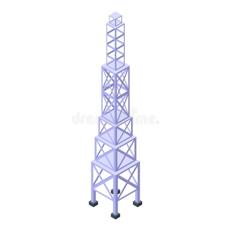 Detailed Vector Illustration of an Isometric Communication Tower on a ...