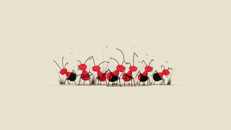 A Detailed Vector Illustration of a Marching Ant Colony a Study in ...