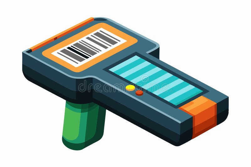 A Detailed Vector Illustration of a Modern Barcode Scanner Designed for ...
