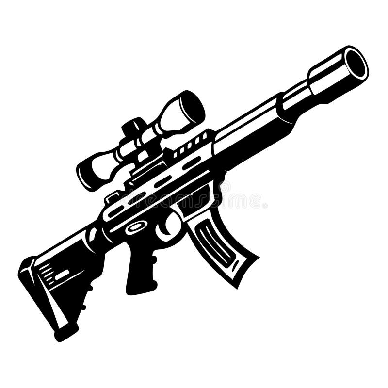 Detailed Vector Illustration of a Precision Sniper Rifle for Tactical ...