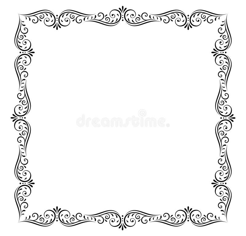 Ornate Rectangular Frame with Swirl and Scroll Design Vector ...