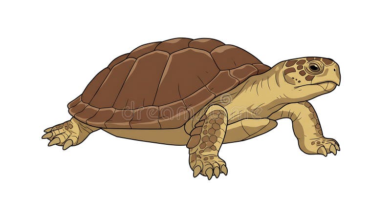 Illustration of a Detailed Turtle with Brown Shell on White Background ...