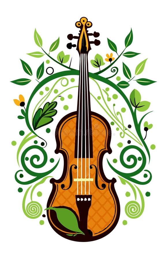 A Detailed Vector of an Irish Fiddle with Decorative Celtic Patterns ...