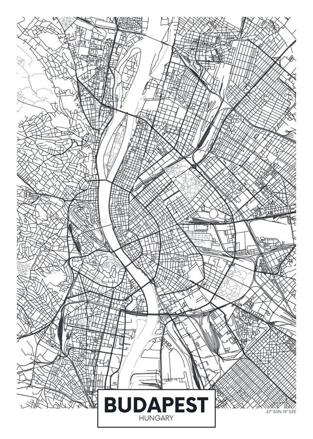 Detailed Vector Poster City Map Budapest Stock Vector - Illustration of city, area: 125434856
