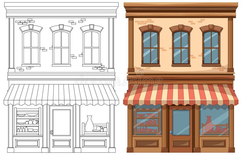 Detailed Vector of a Vintage Stock Vector - Illustration of exterior ...