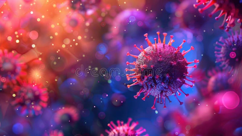 A Detailed and Vibrant Digital Rendering of a Virus, Showcasing Its ...