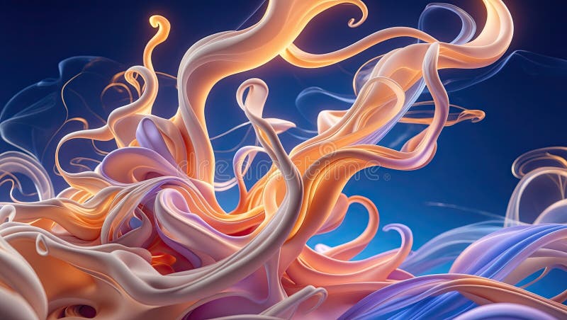 A Detailed Vibrant and Exaggerated Smoke Flow Like Fire on Blue ...