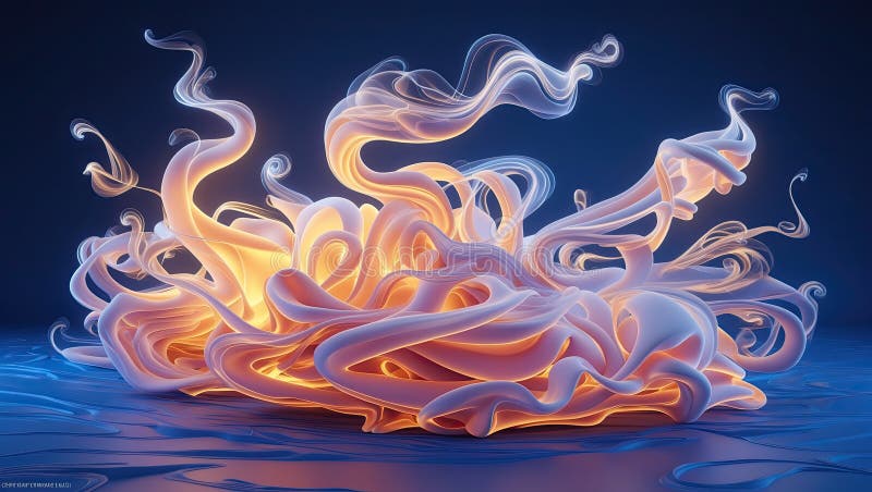 A Detailed Vibrant and Exaggerated Smoke Flow Like Fire on Blue ...