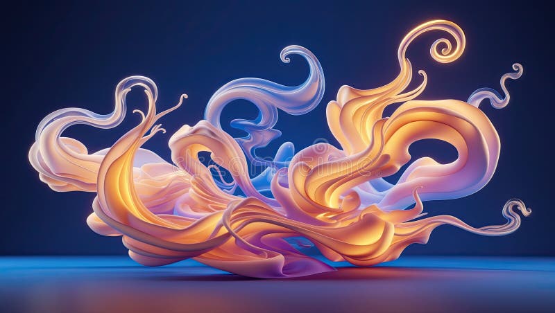 A Detailed Vibrant and Exaggerated Smoke Flow Like Fire on Blue ...
