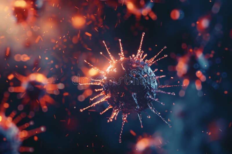 Detailed Vibrant Illustration of Viruses Invading Human Cells Under the ...