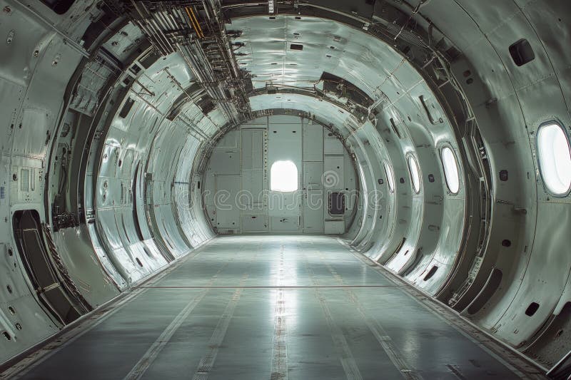 Detailed View of an Aircraft S Interior Structure during Maintenance at ...